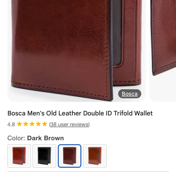 Bosca | Accessories | Bosca Mens Dark Brown Leather Trifold Wallet ...